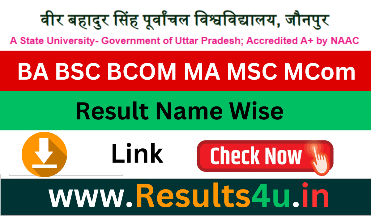 VBSPU Degree Result 2025 BA B.SC B.Com MA M.Sc Mcom Exam Result Name Wise - Results4U.in