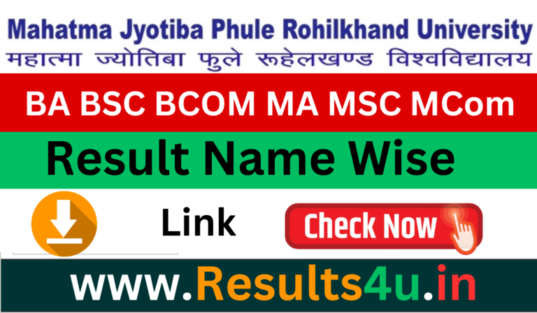 MJPRU Result 2025 BA Bcom BSC MA MSc Mcom
