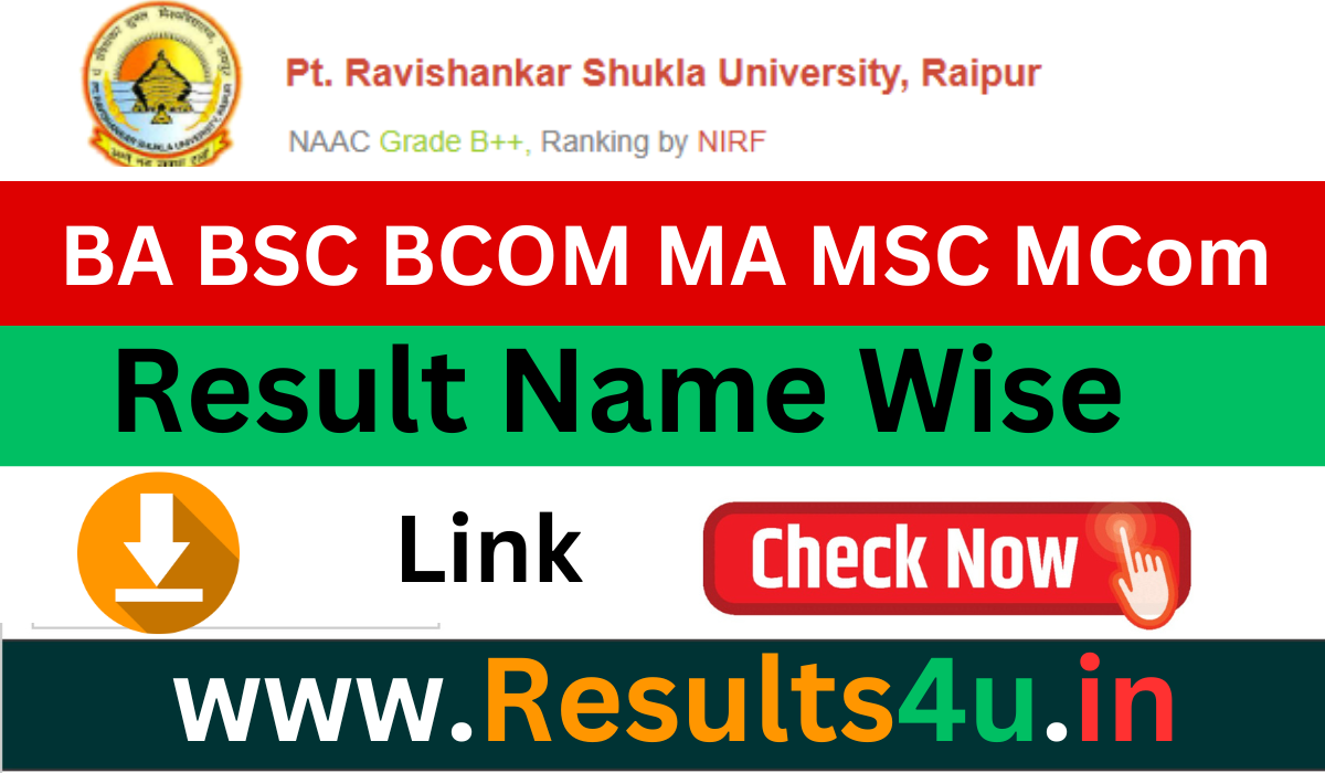 PRSU Result 2025 Check BA Bcom BSC MA MSc Mcom 1st 2nd 3rd Sem/Year Results - Results4U.in